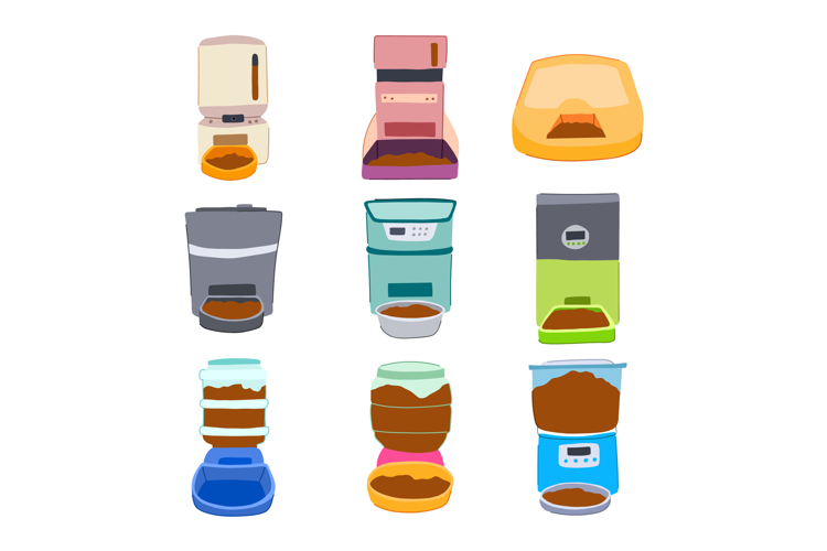 automatic pet feeder set cartoon