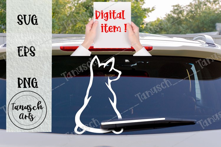 Wagging Tail Dog rear wiper car sticker SVG