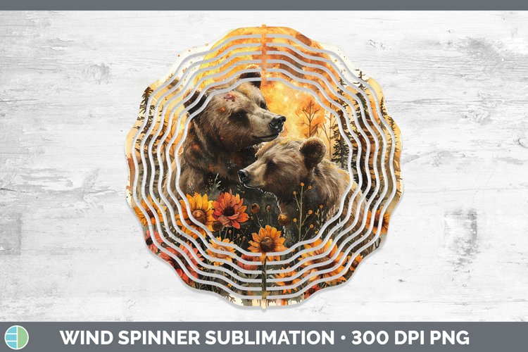 Autumn Bear Wind Spinner Sublimation Spinner Designs