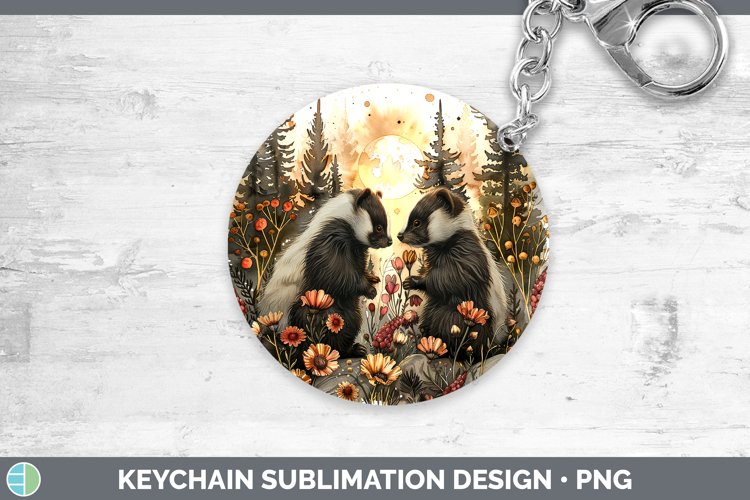 Autumn Skunk Keychain Sublimation Keyring Designs