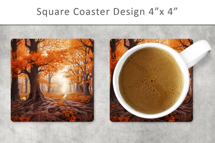 Autumn Square Coaster, kitchen decor (4637143)