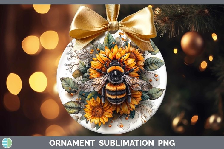 Autumn Sunflowers Bee Ornament Sublimation Bauble Designs