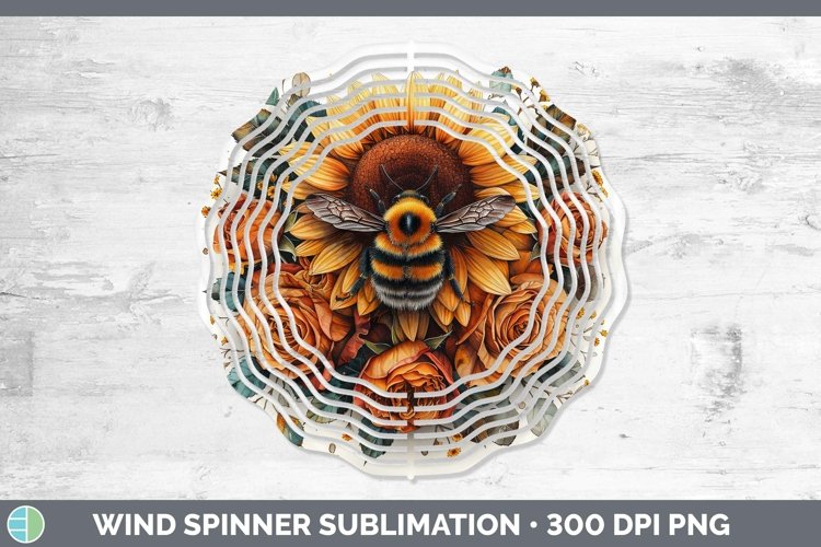 Autumn Sunflowers Bee Wind Spinner Sublimation Spinner Desig