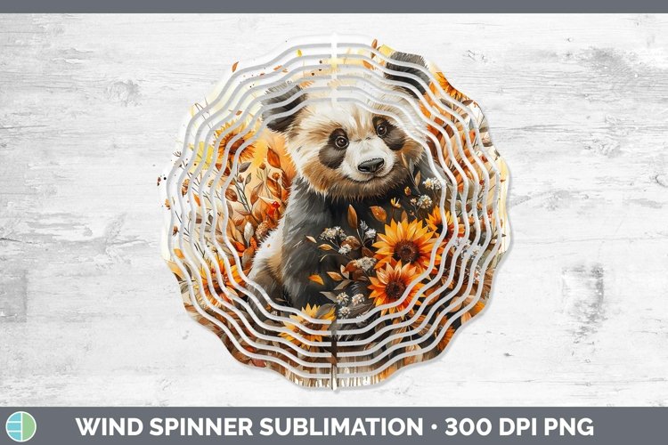 Autumn Sunflowers Panda Wind Spinner Sublimation Spinner Des