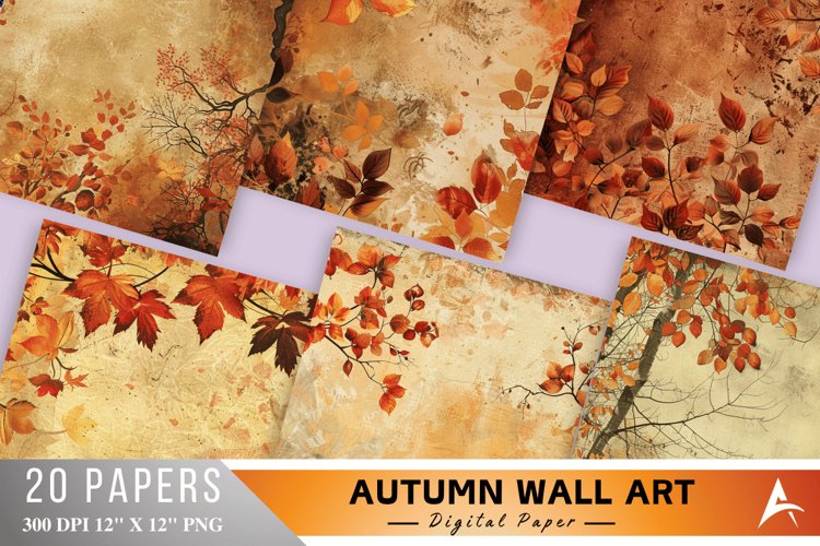 Autumn Wall Art Digital Paper Bundle