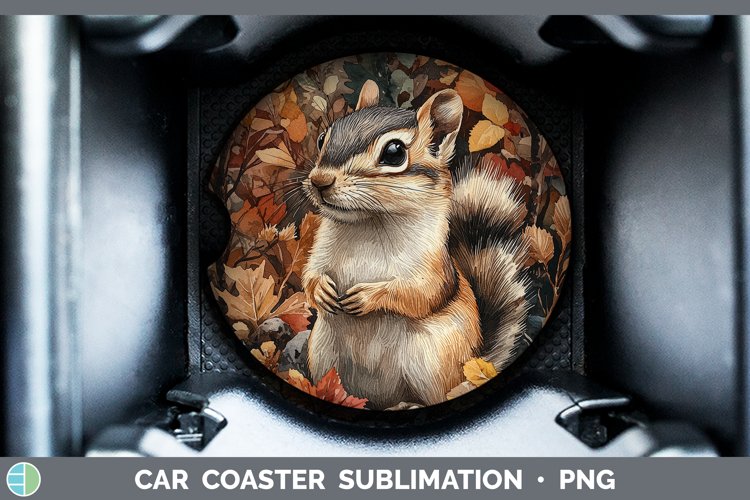 Autumn Woodland Animals Chipmunk Car Coaster Sublimation Coa