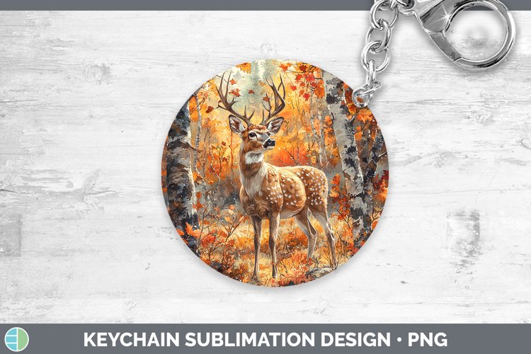 Autumn Woodland Animals Deer Keychain Sublimation Keyring De