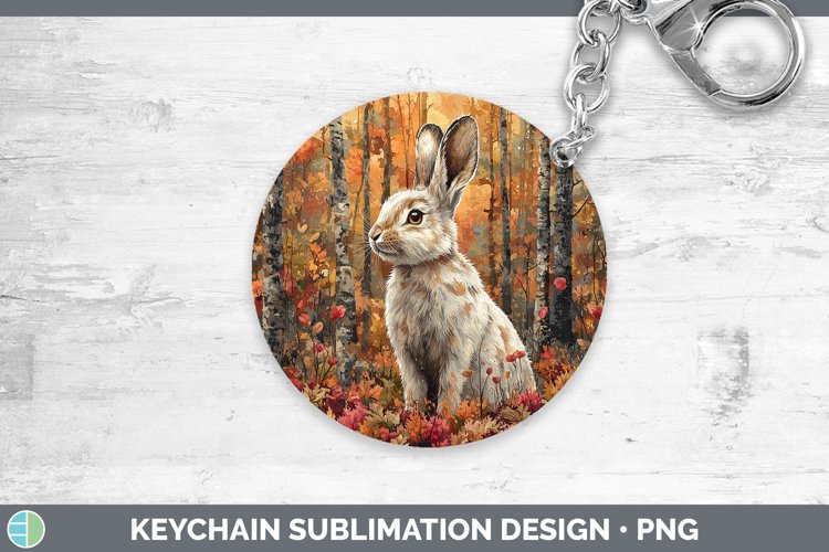 Autumn Woodland Animals Hare Keychain Sublimation Keyring De