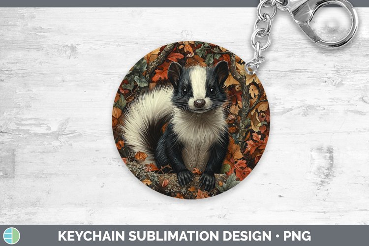 Autumn Woodland Animals Skunk Keychain Sublimation Keyring D