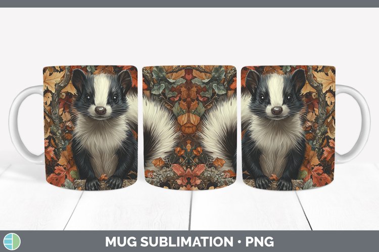 Autumn Woodland Animals Skunk Mug Wrap Sublimation Coffee Cu