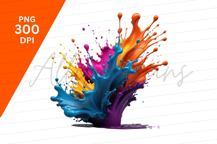 Colorful Paint Splash Burst On A White Background