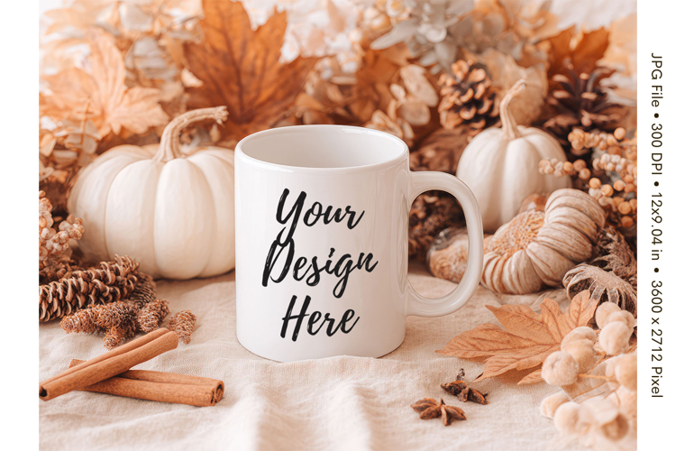 Fall Autumn Coffee Mug Mockups Template Blank (6374753)