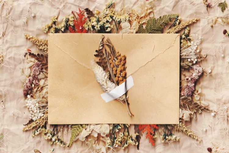 Envelope photo with textured paper background, (2451458)