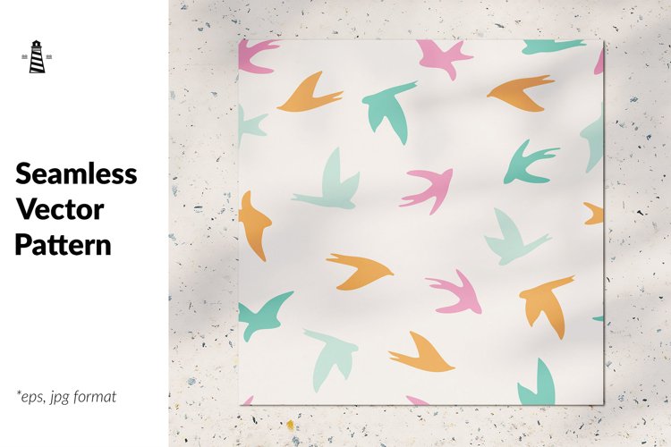 Spring birds seamless pattern