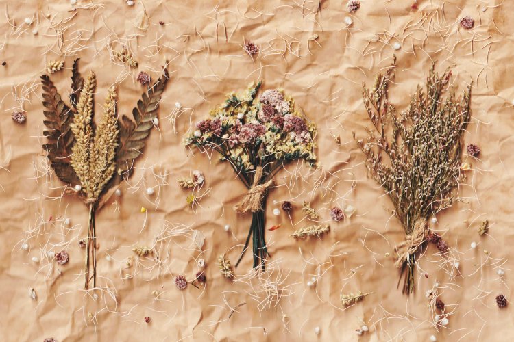 Bouquet with a pattern background of dried flowers (2453119)
