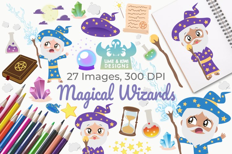 Magical Wizards Clipart, Instant Download Vector Art (358032 ...