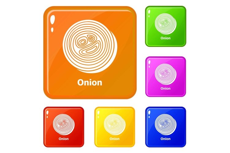 Onion icons set vector color (510001)