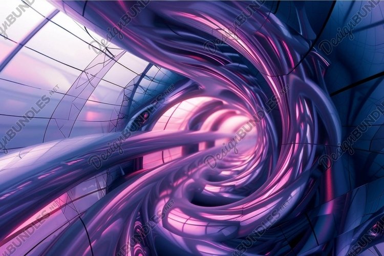 Futuristic cyber tunnel with neon lights