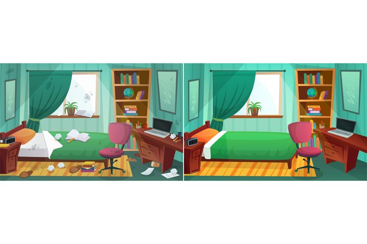 Room Before And After Cleaning Comparison Of Messy Bedroom
