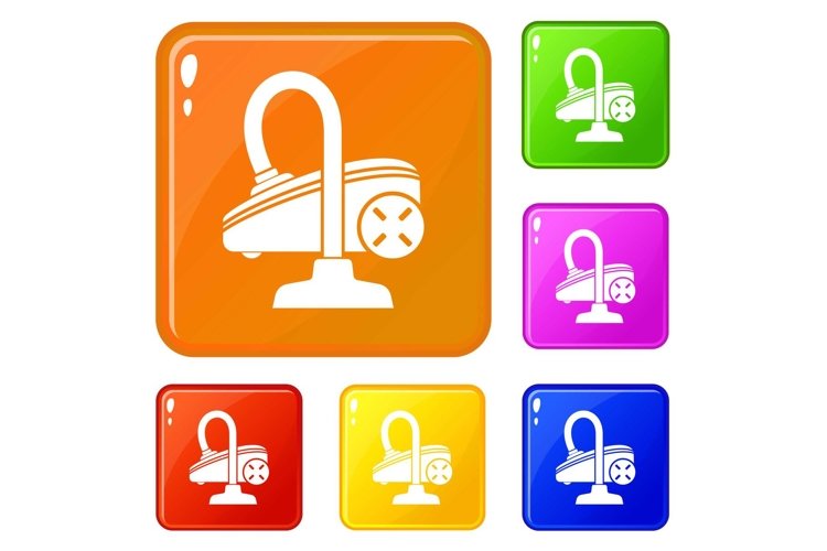 Vacuum cleaner icons set vector color (510815)