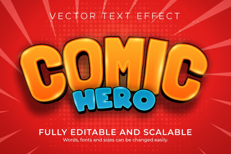 Comic text effect, cartoon editable text style