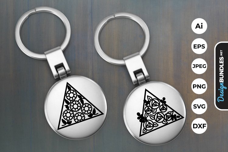 Flowers in Triangle Keychain