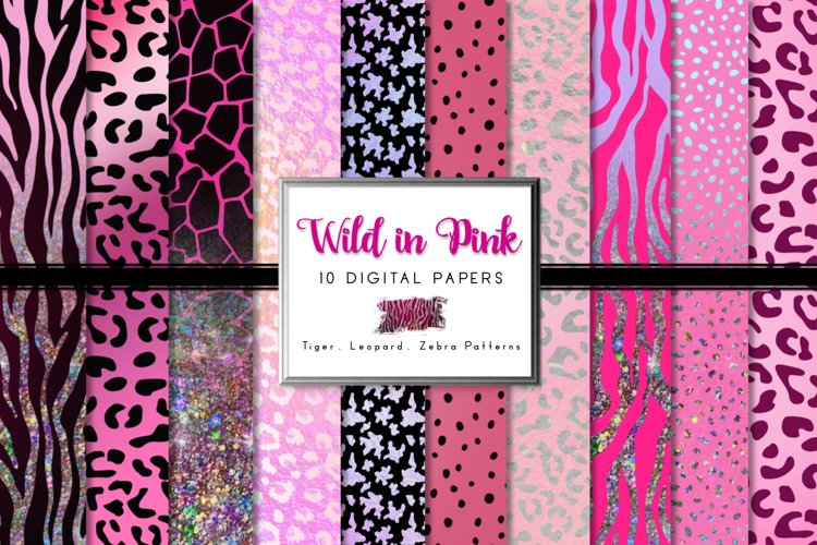 Wild in Pink Animal Pattern Digital Papers