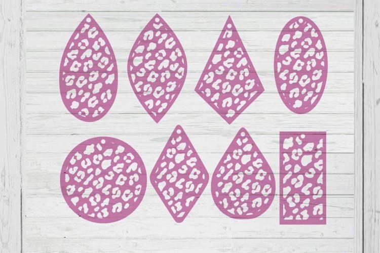 Leopard print earrings template svg dxf png ai files