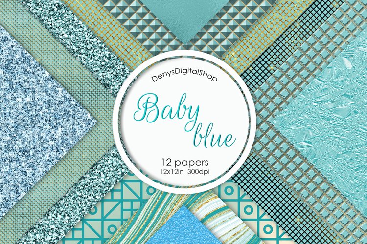 Baby Blue Digital Scrapbook Papers, Blue Digital Papers