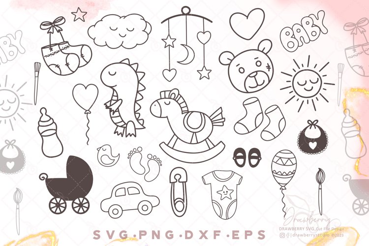 Baby Svg bundle, newborn, doodle baby shower nursery SVG383