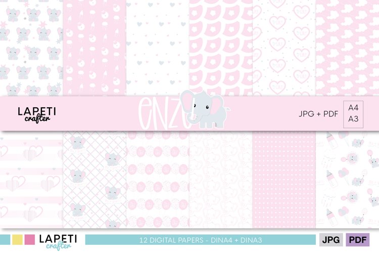 Baby Girl digital paper pack| DinA4 & DinA3 size
