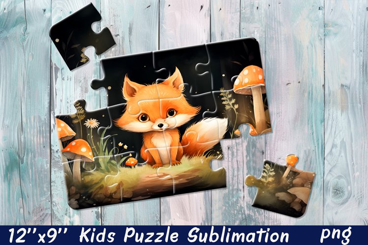 Fox Puzzle Design. Animals Puzzle Sublimation (3437622)