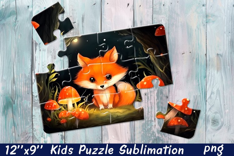 Fox Puzzle Design. Animals Puzzle Sublimation (3437625)