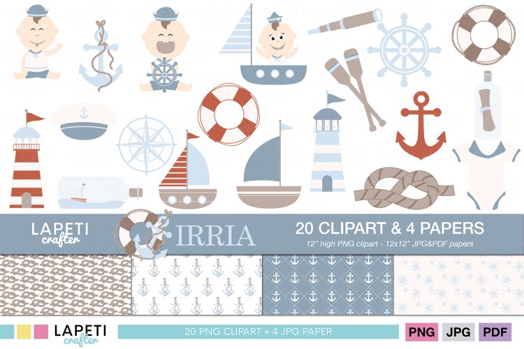 Baby Sailor PNG Clipart & Digital Scrapbook Paper kit (1964033 ...