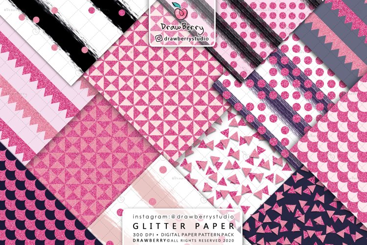 Pink Glitter Digital Paper xo