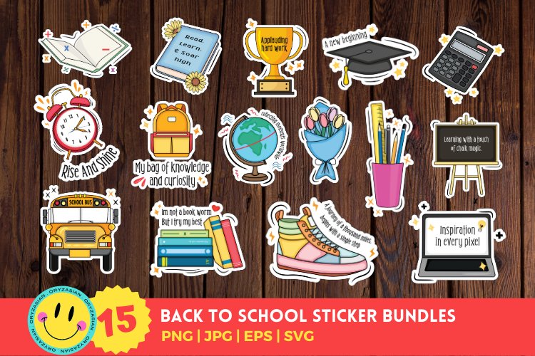Back To School Sticker Bundles for Student - SVG,PNG,EPS,JPG