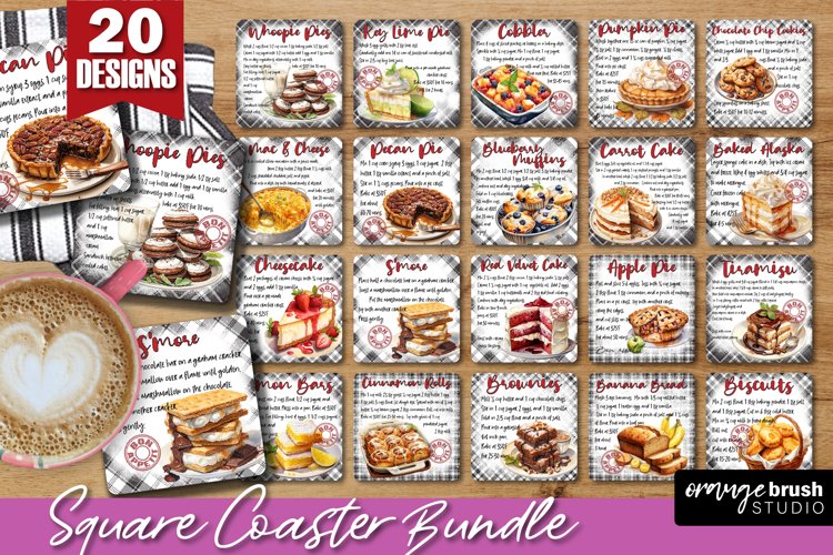 Baking Recipe Coaster Bundle - Square Coaster Sublimation
