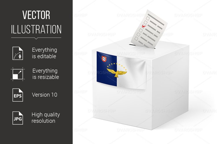 Ballot box with voting paper. Azores