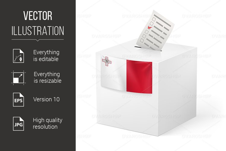 Ballot box with voting paper. Malta