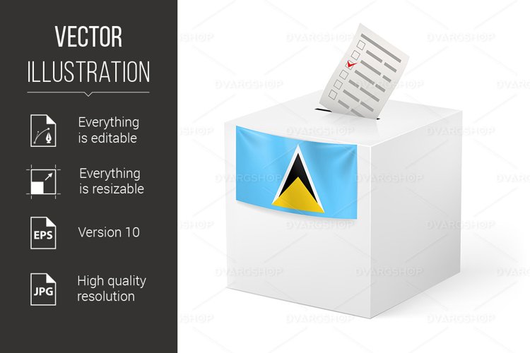 Ballot box with voting paper. Saint Lucia