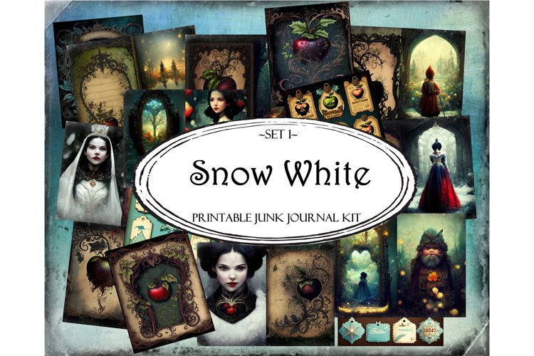Snow White Junk Journal Kit, Scrapbooking, Ephemera
