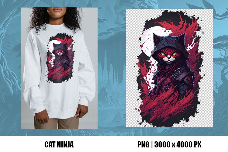 Cat Ninja t-shirt sublimation print design