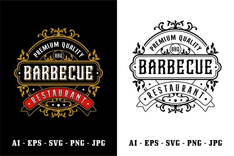 Barbecue restaurant vintage design logo, svg, png,ai