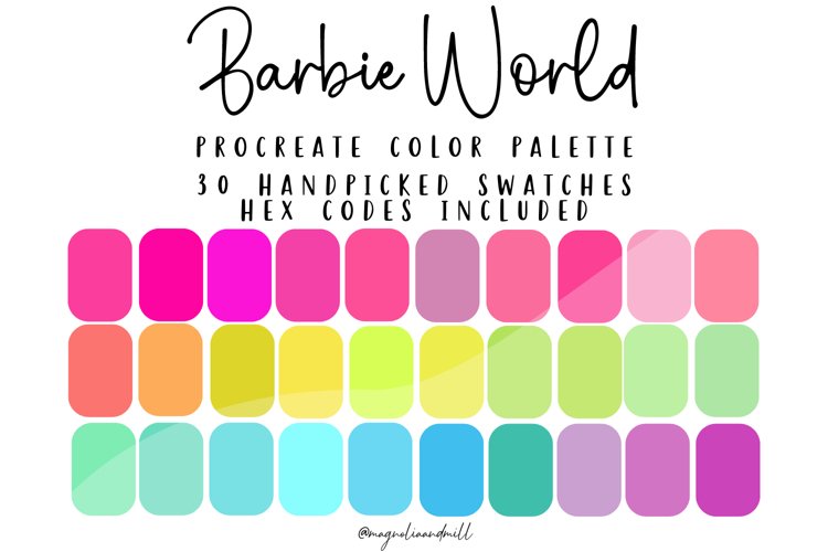 Barbie World Procreate Color Palette with HEX Codes