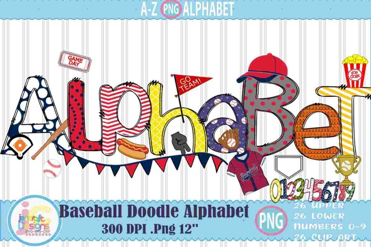 Baseball Doodle letters png
