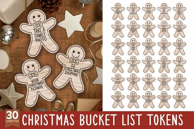 30 Christmas Gingerbread Tokens SVG, Christmas In July Chips