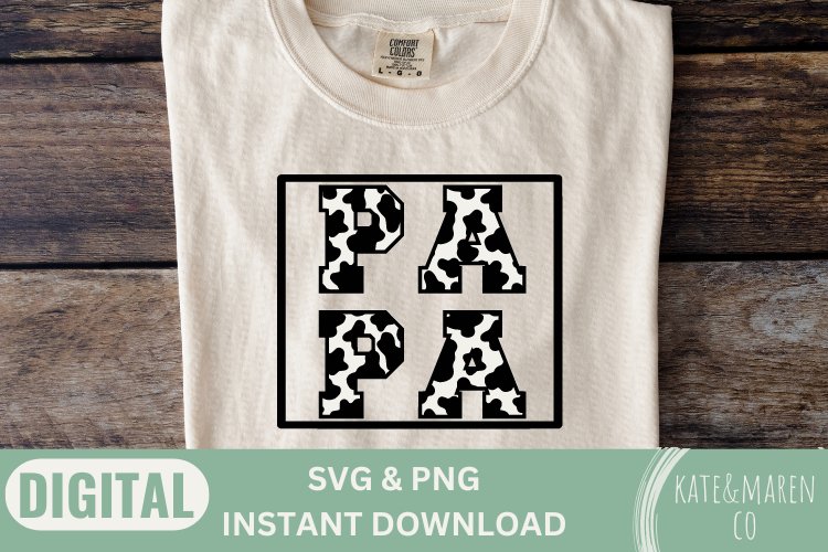 Papa Cow SVG | Cow Print Dada SVG | Western Dad SVG