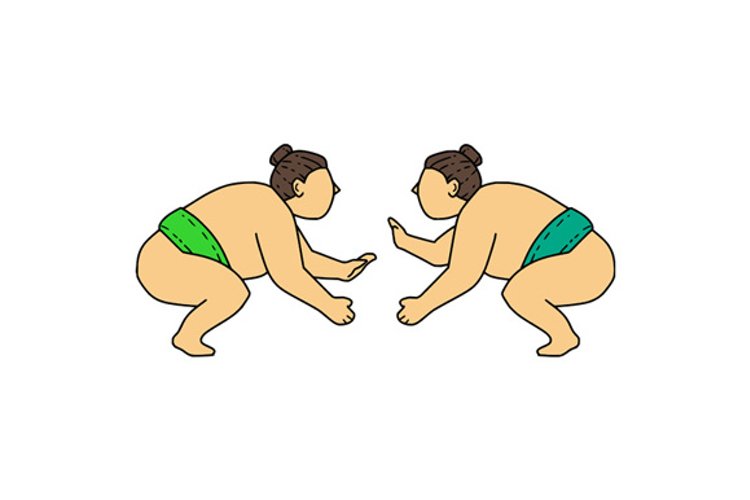 Rikishi Sumo Wrestler Face Off Mono Line