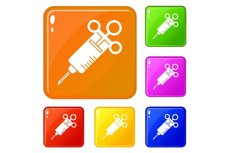 Large syringe icons set vector color