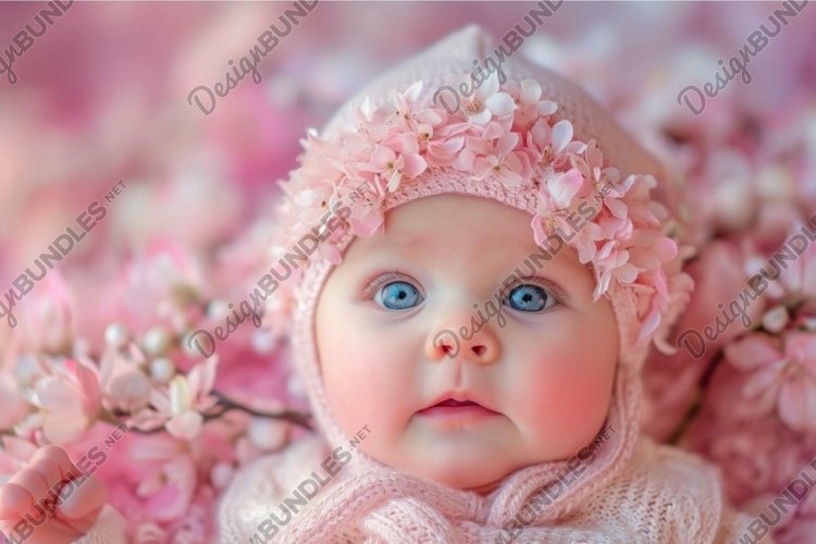 Cherubic Baby dressed pink. Generate Ai